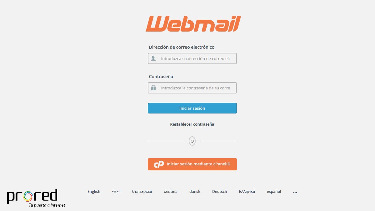 PRORED | FAQ: Acceder al webmail de tu dominio o hosting